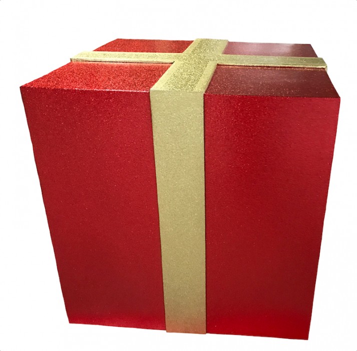 48 inch red glitter gift box without bow | Barrango, MFG